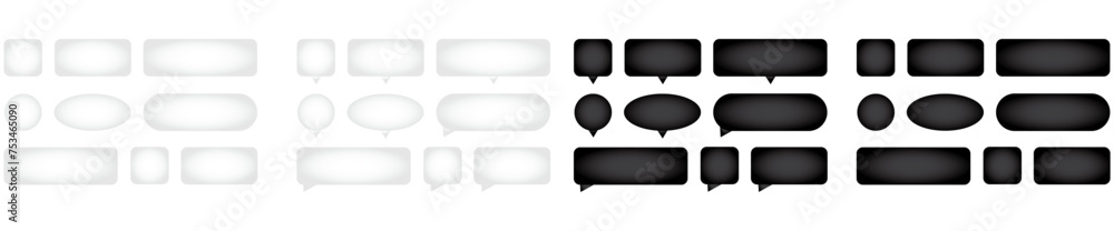 3d speech bubbles. White chat message text bubble, thinking and ...