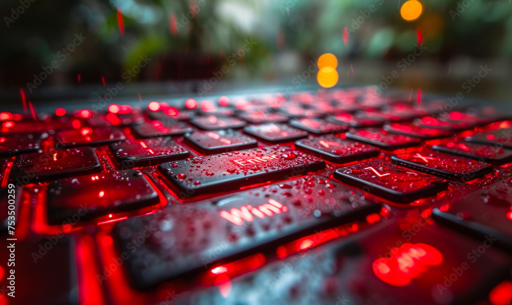 Enter to Win! highlighted red key on a keyboard, symbolizing online ...