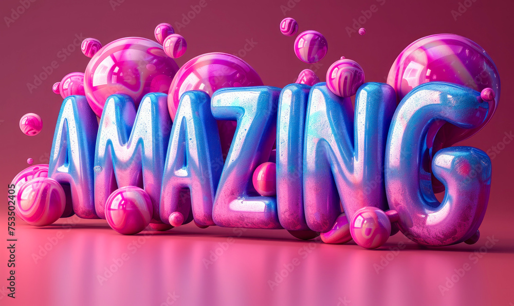 Bold 3D lettering of the word AMAZING with a dynamic, impactful font ...