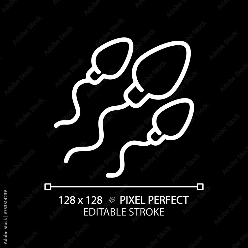 Spermatozoa egg white linear icon for dark theme. Male reproduction ...