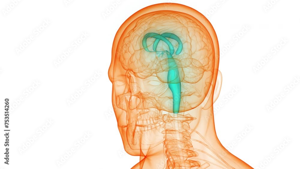 Central Organ of Human Nervous System Brain Anatomy Animation Concept ...