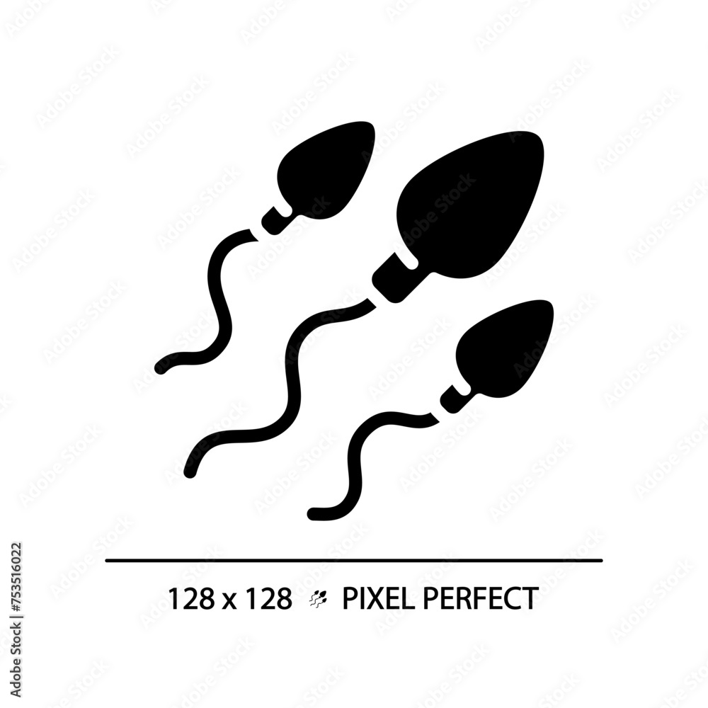 Spermatozoa egg black glyph icon. Male reproduction system, fertility ...