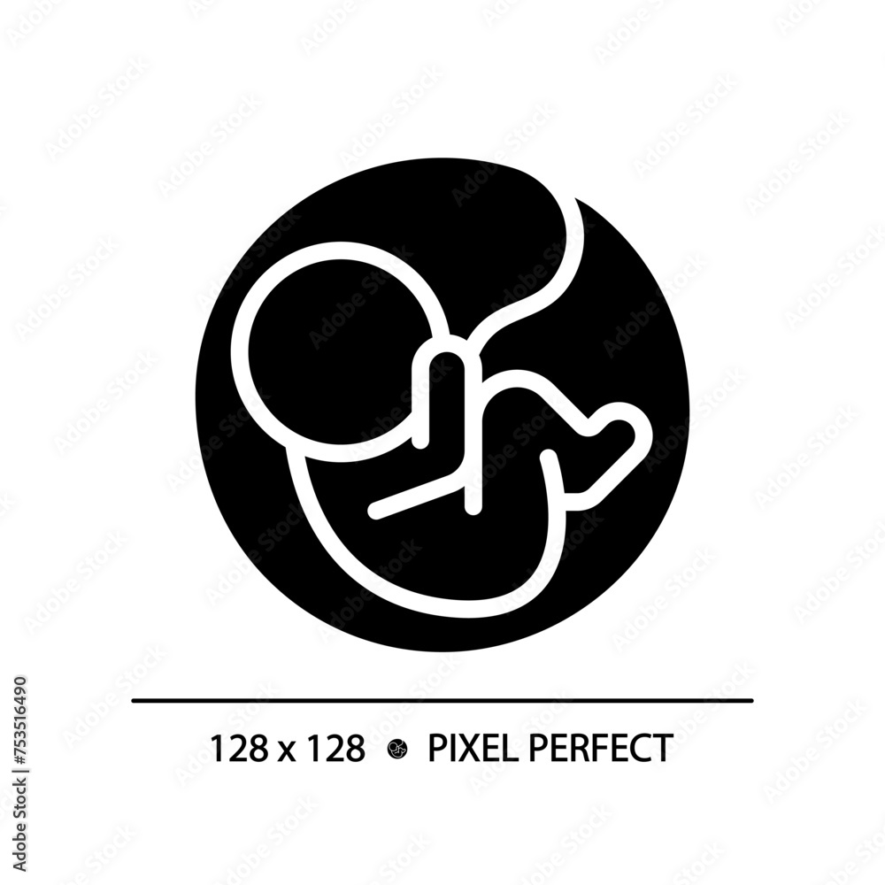 Embryo black glyph icon. Pregnancy anatomy. Human reproduction biology ...