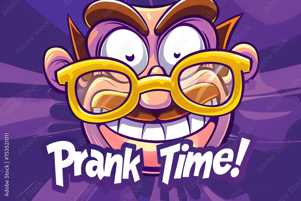 An April Fools' Day banner with a large, grinning cartoon face wearing ...