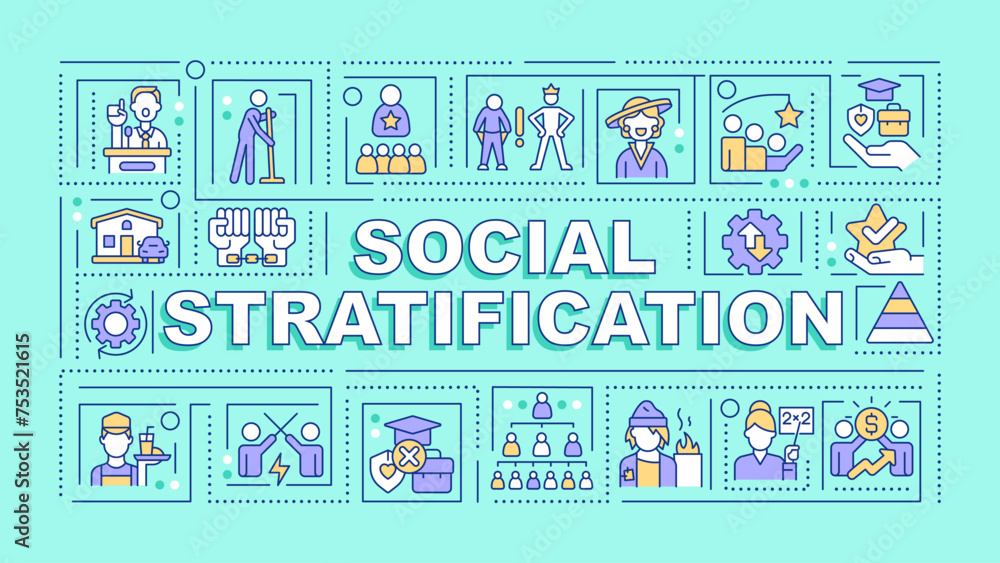 Social stratification blue word concept. Social classes. Typography ...