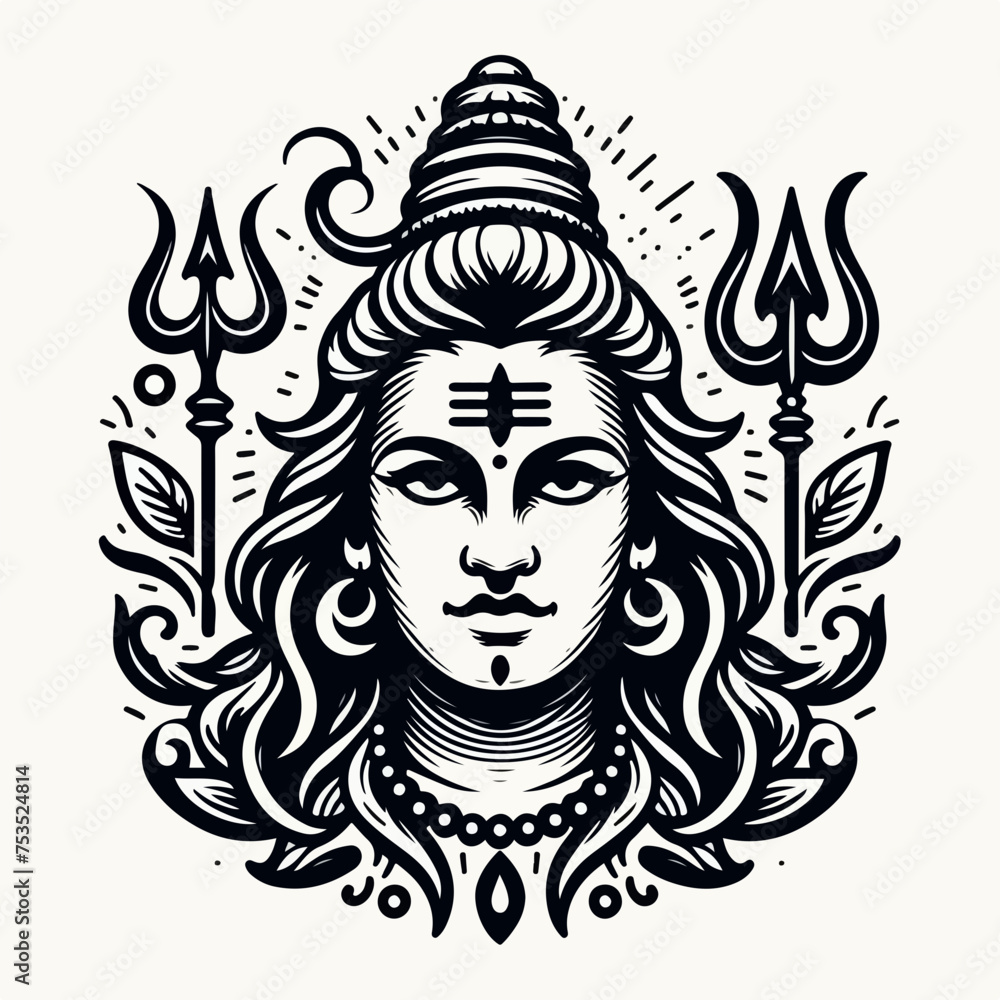 Lord Shiva Maha Shivaratri vector illustration logo icon sticker tattoo ...