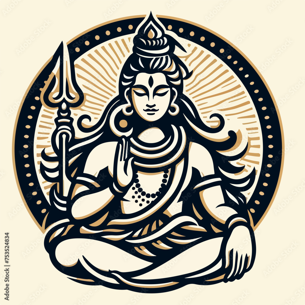 Lord Shiva Maha Shivaratri vector illustration logo icon sticker tattoo ...