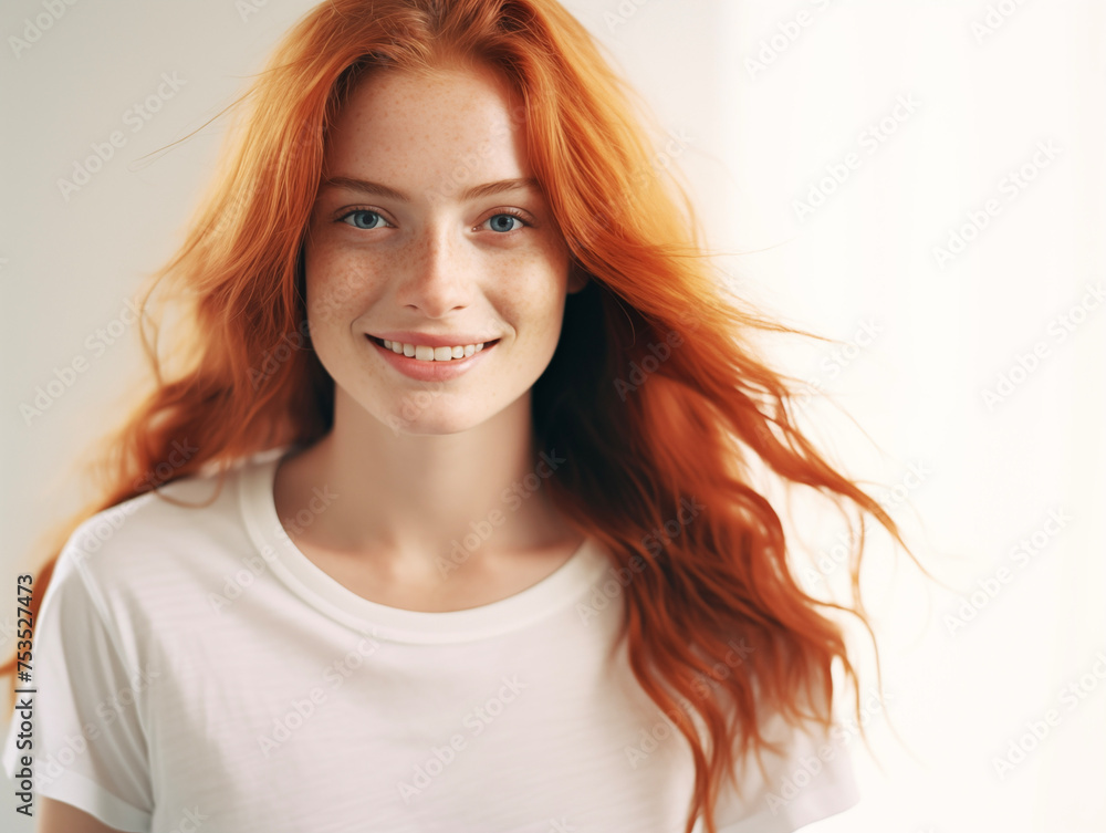 International Womens Day Long Healthy Red Hair Skin Natural Beauty Smooth Skin For Care And