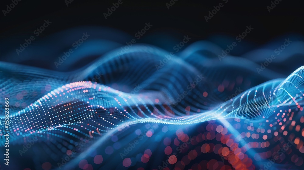 A sleek abstract background with digital waveforms, designed for tech ...
