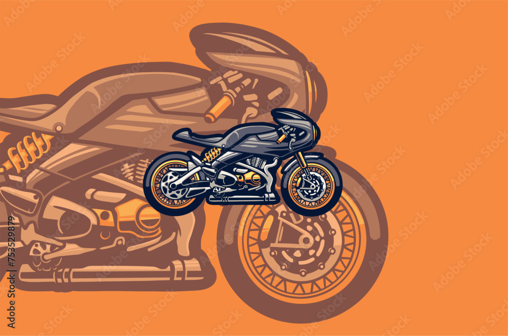 Supermoto vector logo with gray motorcycle against an orange background ...