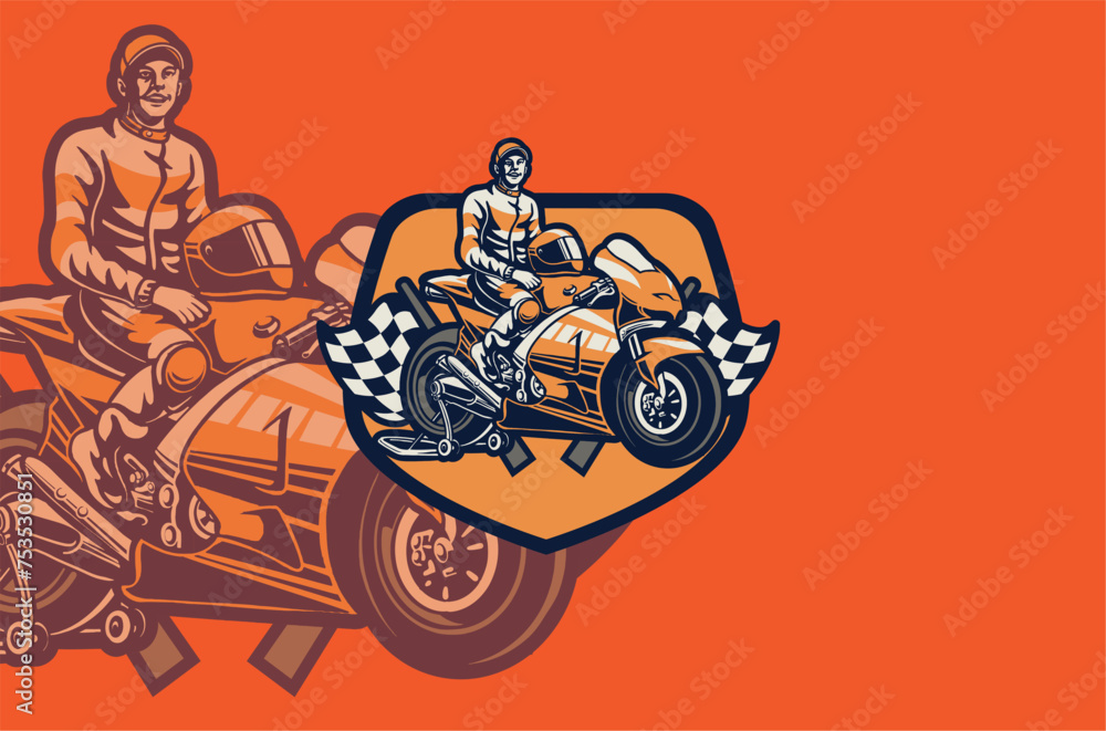 The MotoGP logo with an orange motorbike and an orange background ...