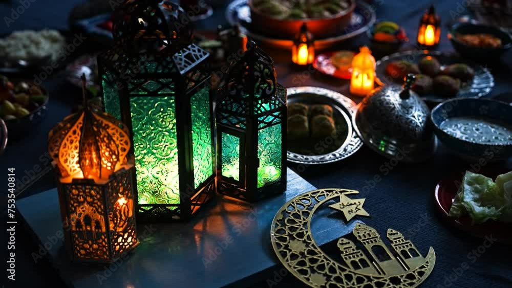 Ramadan Iftar Table.Muslim Family Having Dinner At Home.Iftar Table ...