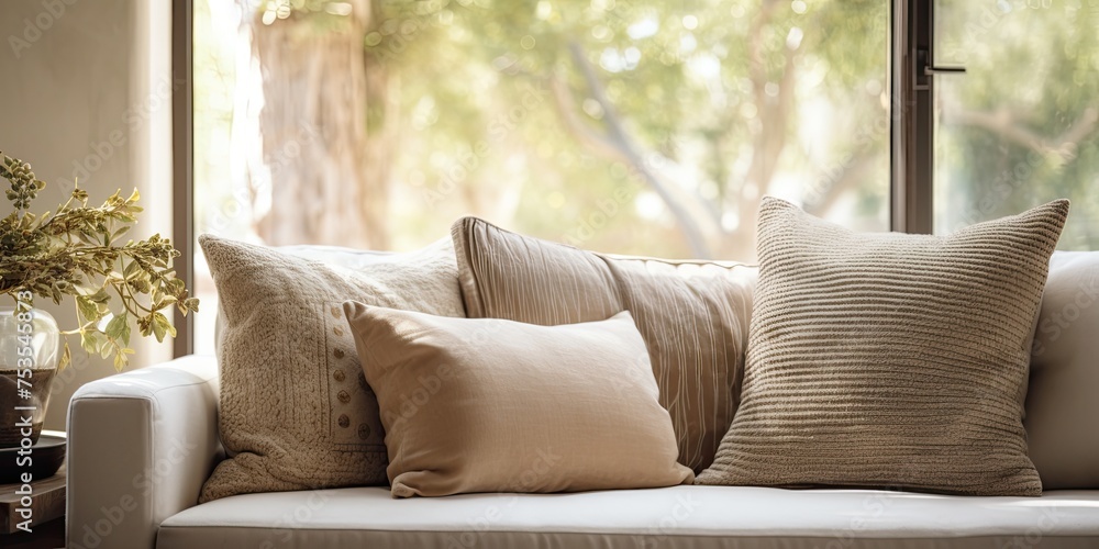 Neutral-colored textured layers add style to the interior of a ...