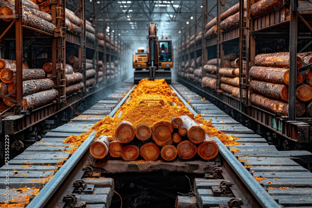 Industrial timber farming at large well cultivated crop with mini ...