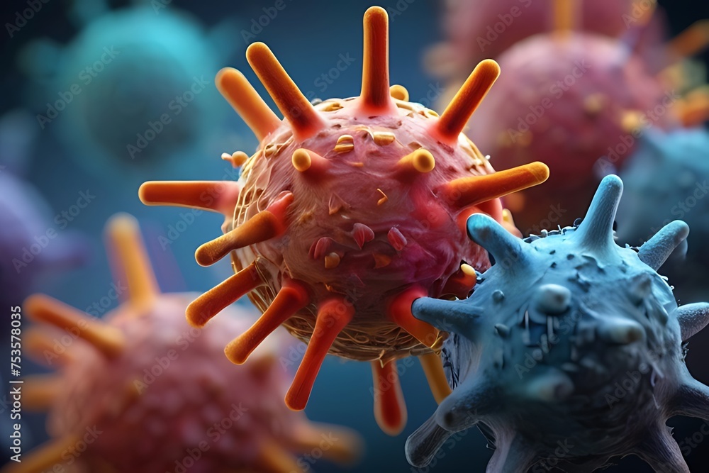 Virus attack, Cancer cell metastasis disease anatomy, 3d visualization ...