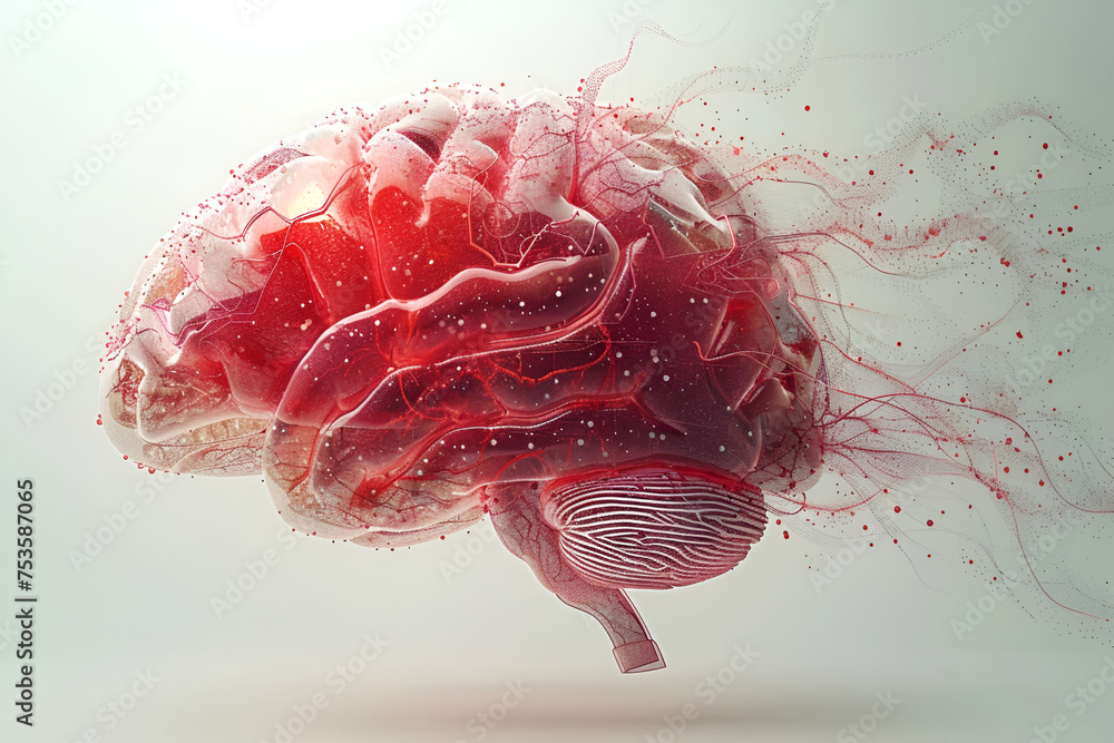 Translucent brain abstraction of futuristic medicine showing chip ...