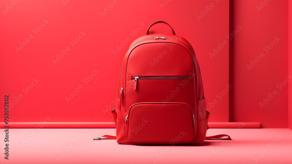 Illustration of a 3D red backpack perfect for back to school template ...