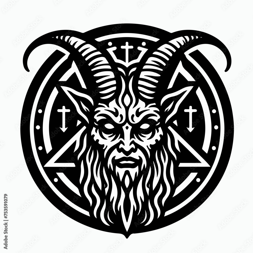 Devil satan head illustration vector logo icon sticker tattoo. Stock ...