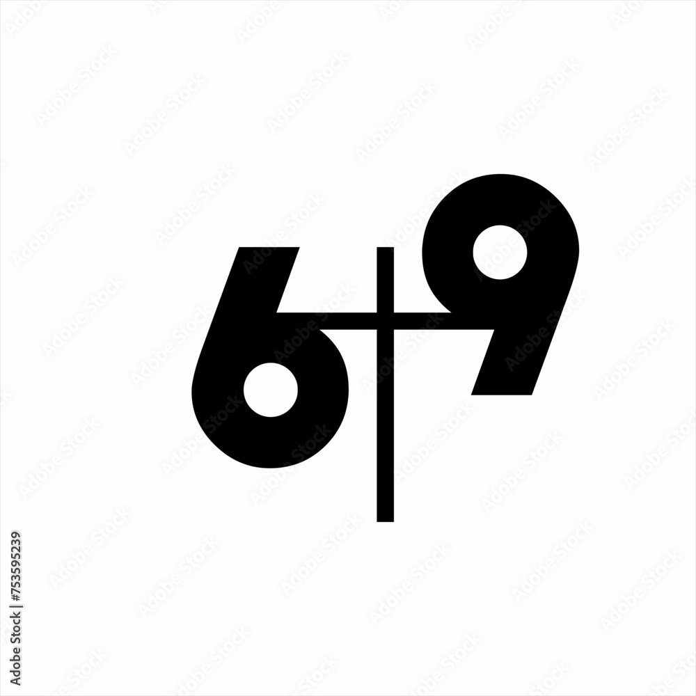 Number 69 logo design with a cross in the middle.. Stock Vector | Adobe ...