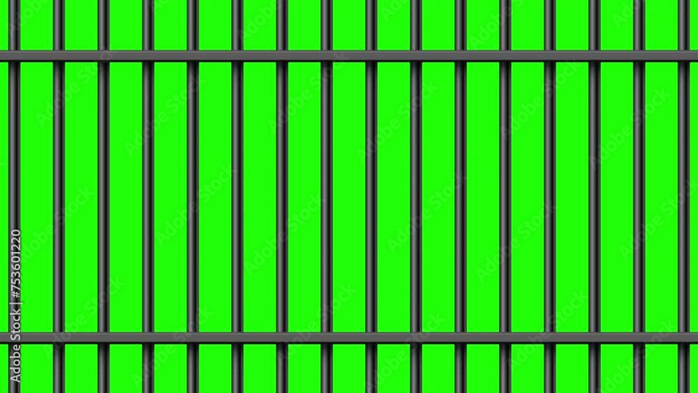 Prison bars with doors. 4k Animation of Closed Jail bars on green ...