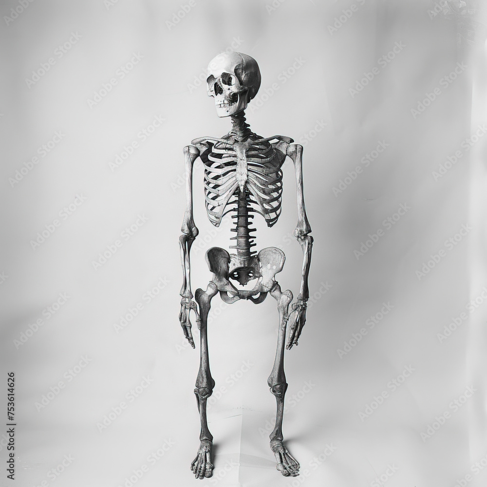 Skeleton in Three-Quarter View Gazing Slightly Ahead, Skeleton Profile ...