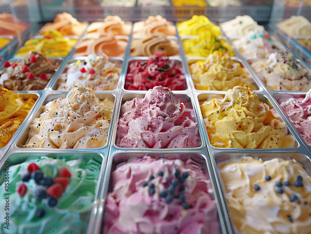 Variety of Ice Cream Flavors Showcase with Assorted Selections ...
