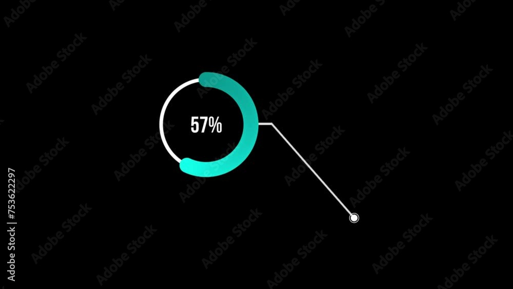 57 percent Call out Pie Chart Animation. Fifty Seven percent Glowing ...