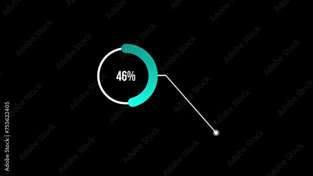 46 percent Call out Pie Chart Animation. Forty Six percent Glowing Blue ...