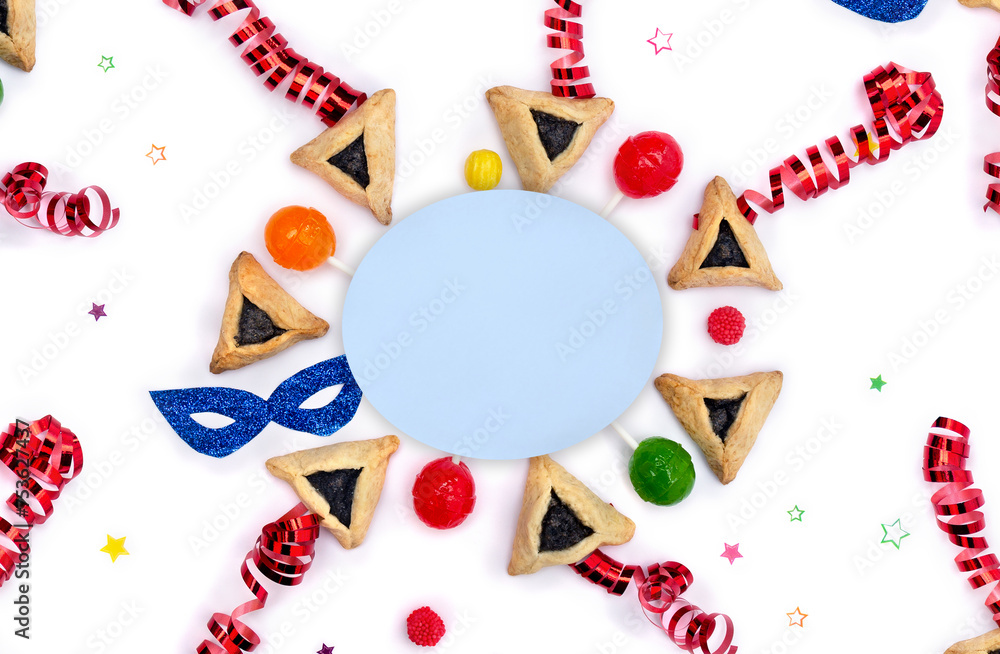 Triangular cookies with poppy seeds ( hamantasch or aman ears ), candy ...