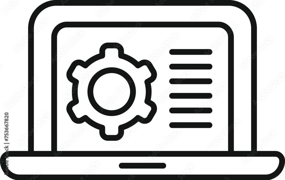 Laptop gear overview icon outline vector. Solitary tech cog. Dual memory mobile Stock Vector ...