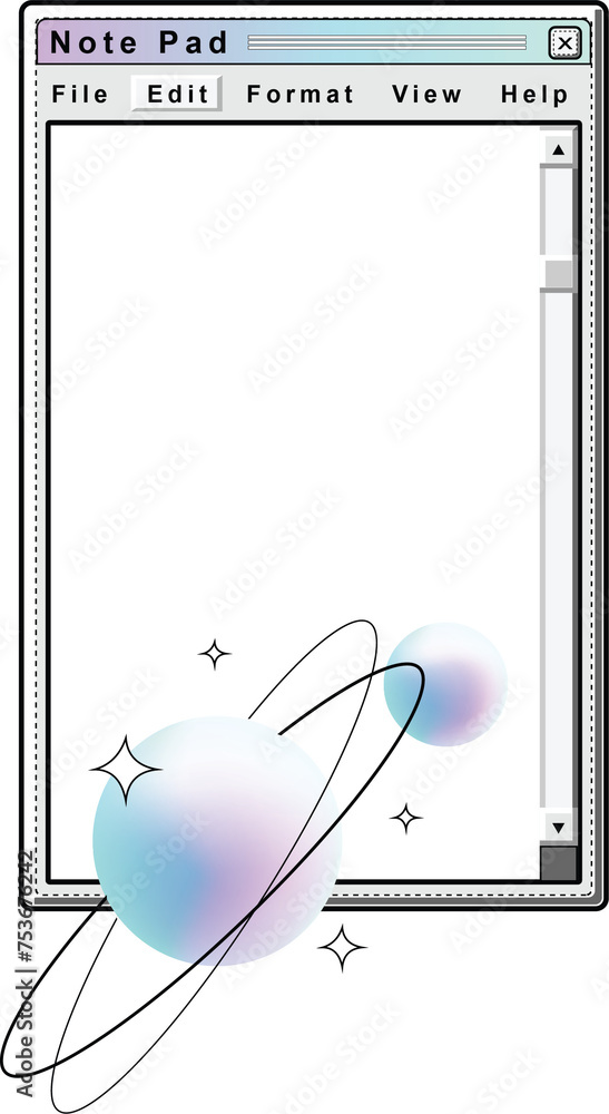 Retro 90s Computer Pop-Up Window Frame with y2k Elements. Stock ...