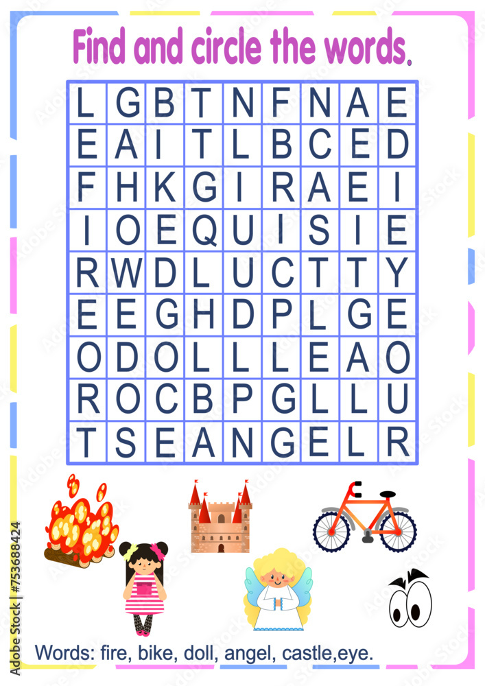 Educational word search game for children. Crossword game. Fairy tale ...