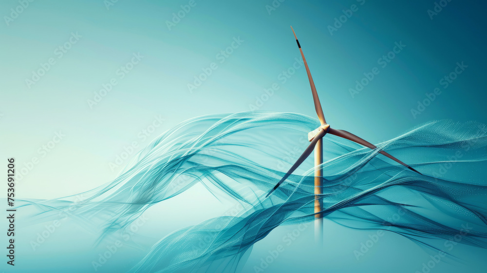 Artistic representation of a wind turbine with abstract lines and ...