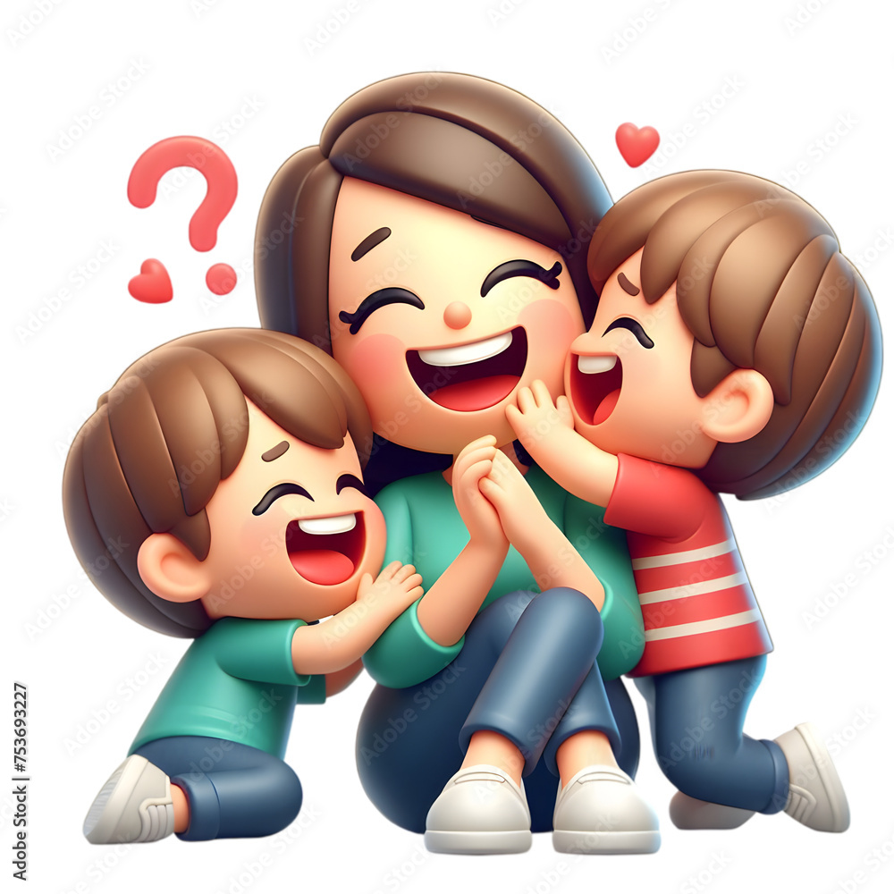 A 3d flat icon of mother day concept.Giggles and Grins Mom Tickling ...