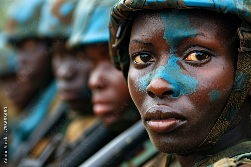 The work of international peacekeeping missions. A group of black ...
