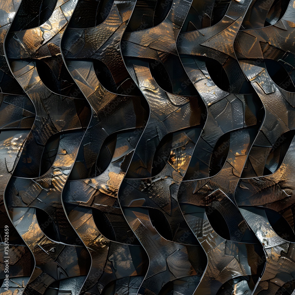 3D rendered texture of interlocking patterns resembling armor or scales ...