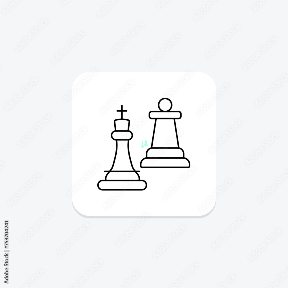 Chess Pieces icon, pieces, game, strategy, board color shadow thinline ...
