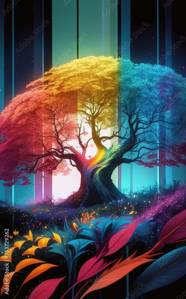 A captivating mystical color pencil shading drawing illustration, of a ...