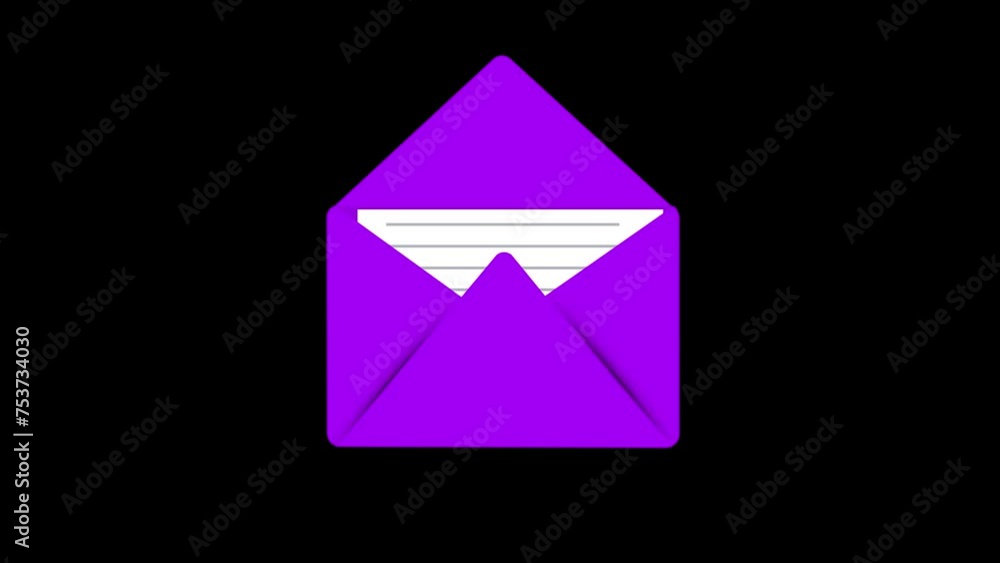 Email icon Animation. email envelope loop animation with alpha channel ...