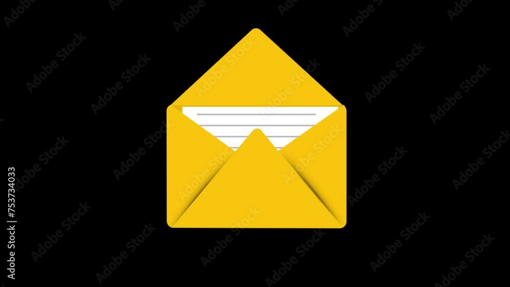 Email icon Animation. email envelope loop animation with alpha channel ...