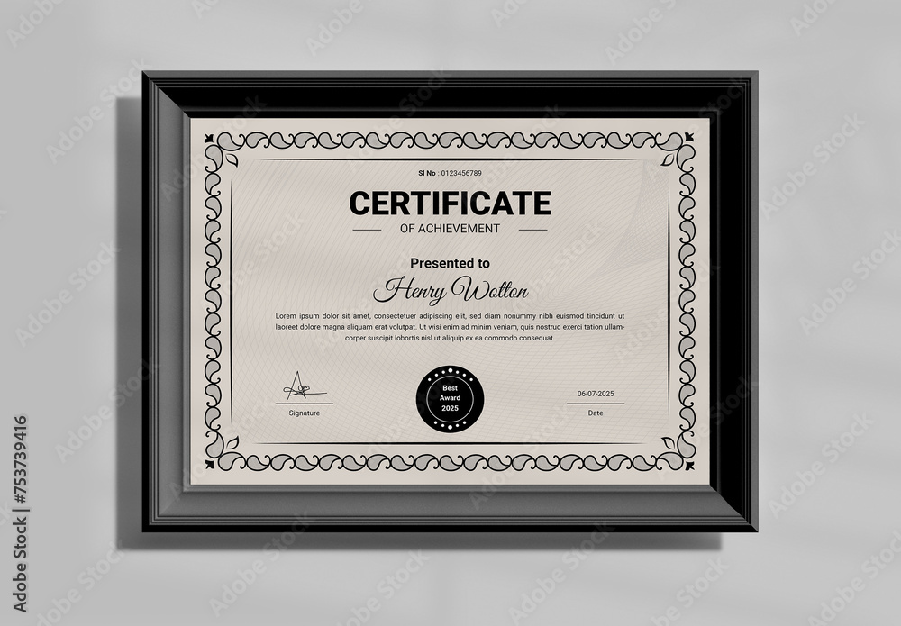 Vintage Certificate Layout Stock Template Adobe Stock