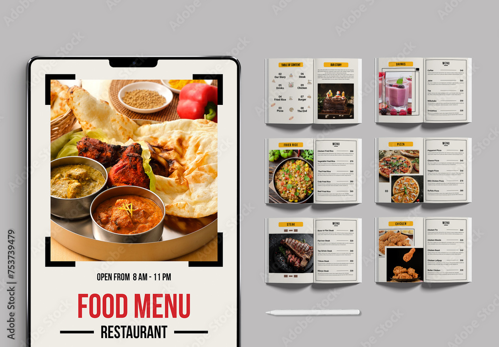 Modern Restaurant Food Menu Layout Stock Template | Adobe Stock
