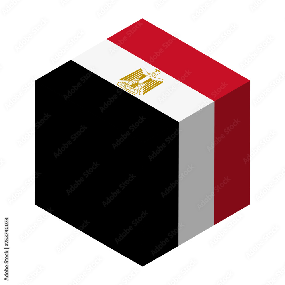 Egypt flag - isometric 3D cube isolated on white background. Vector ...