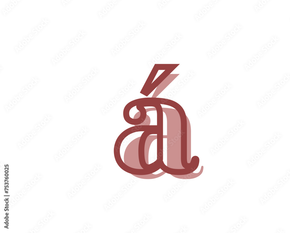 There is a Spanish a letter á vector design in white background Stock ...