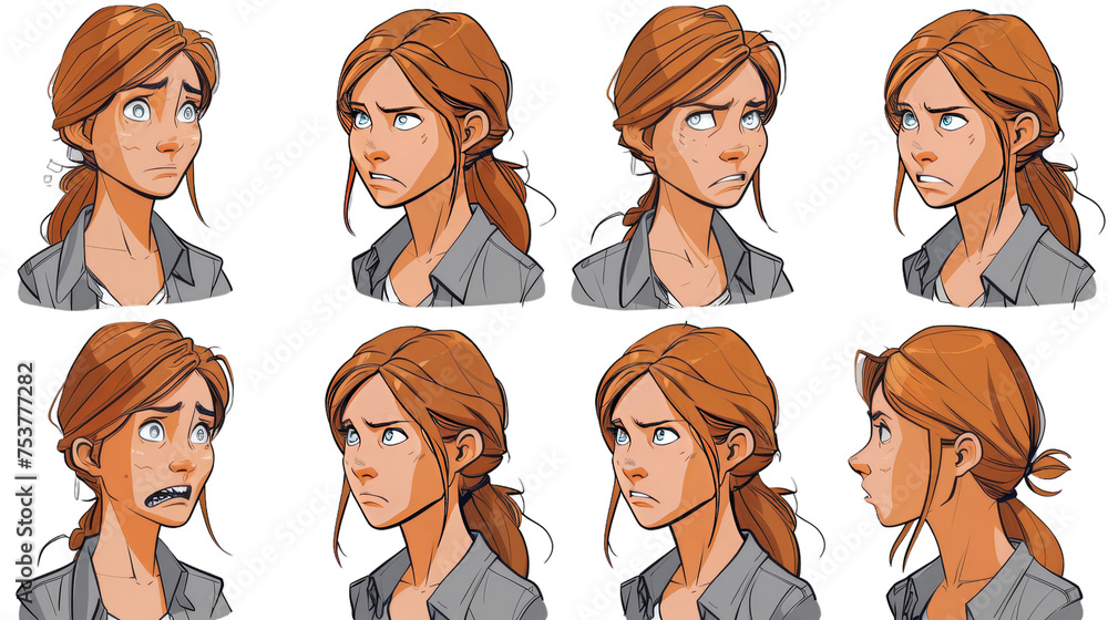 Female character set, eyes expressions, PNG transparent image Stock ...