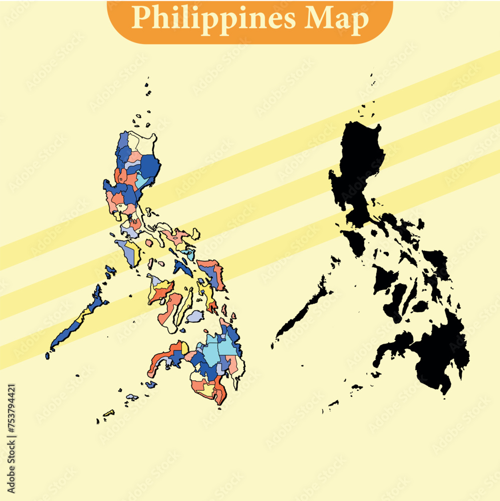 Vector Philippines map vector with regions and cities lines and full ...