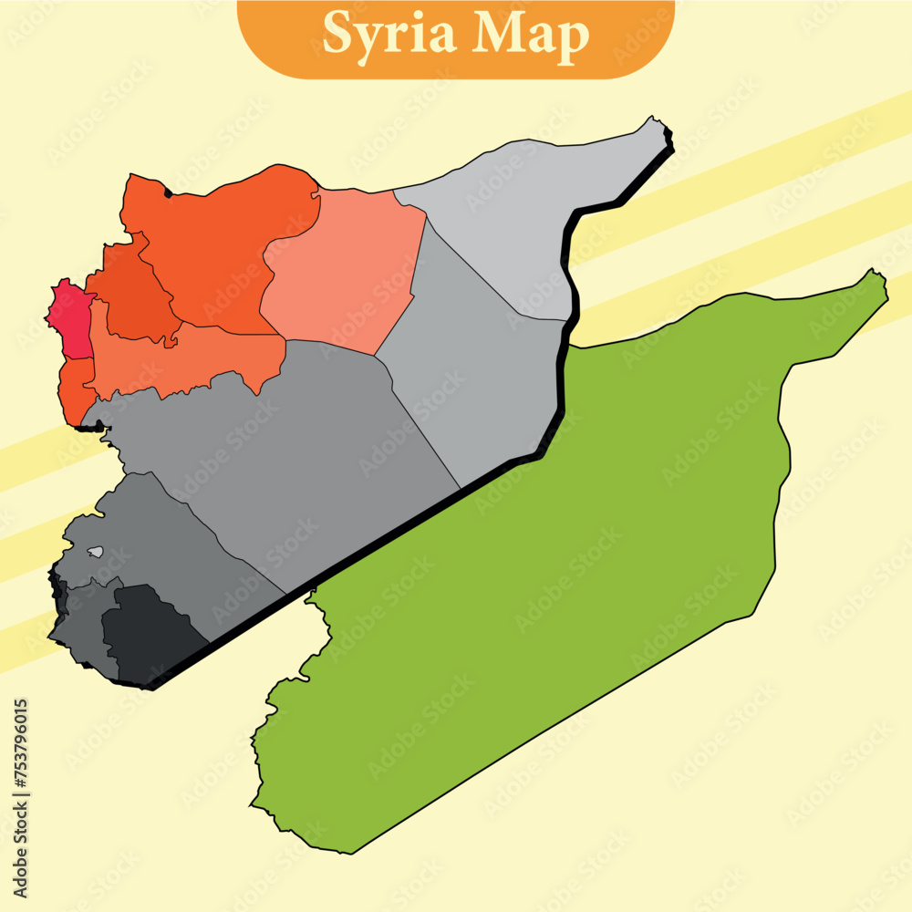 Vector Syria map vector with regions and cities lines and full every ...