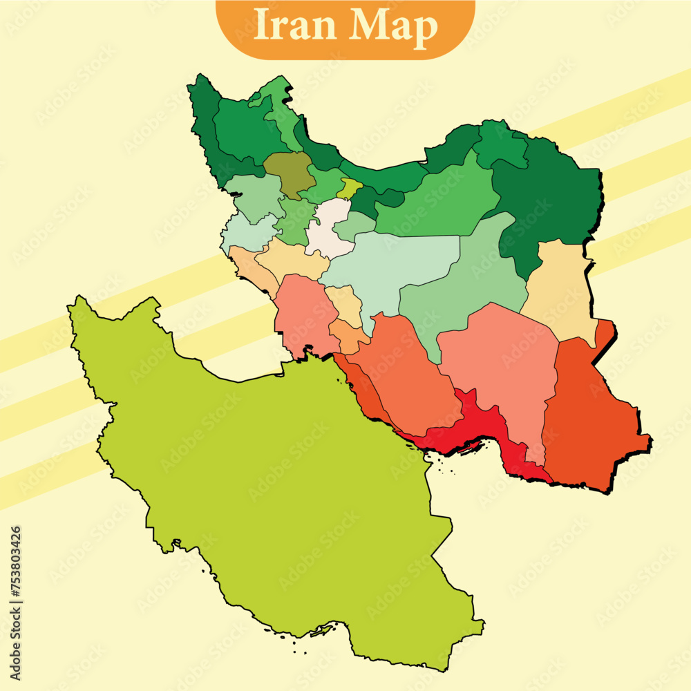Vector Iran map vector with regions and cities lines and full every ...