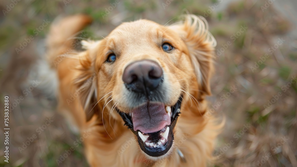 Golden retriever dog smiling at the camera - An endearing golden ...