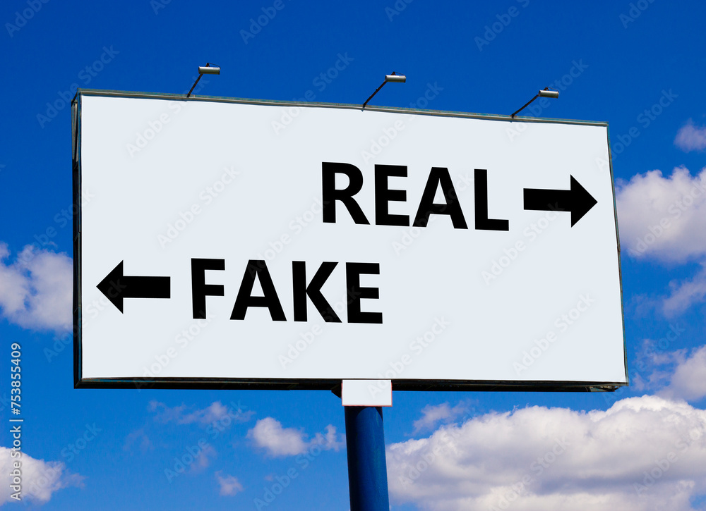 Real or fake symbol. Concept word Real or Fake on beautiful billboard ...